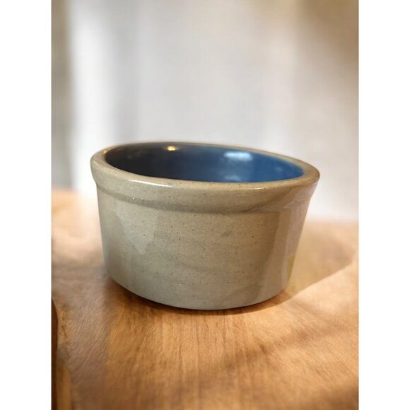 Handmade | Dining | Vintage Stoneware Pottery Bowl Tan Blue Dog Cat ...